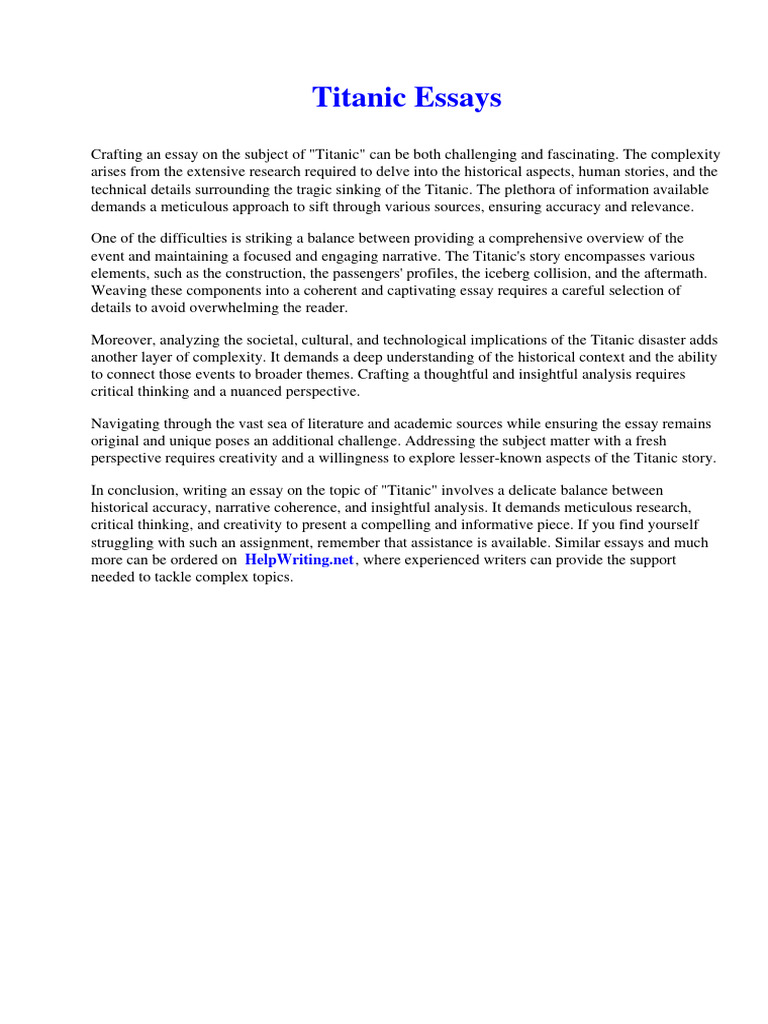 Titanic Essays | PDF | Walden | Henry David Thoreau