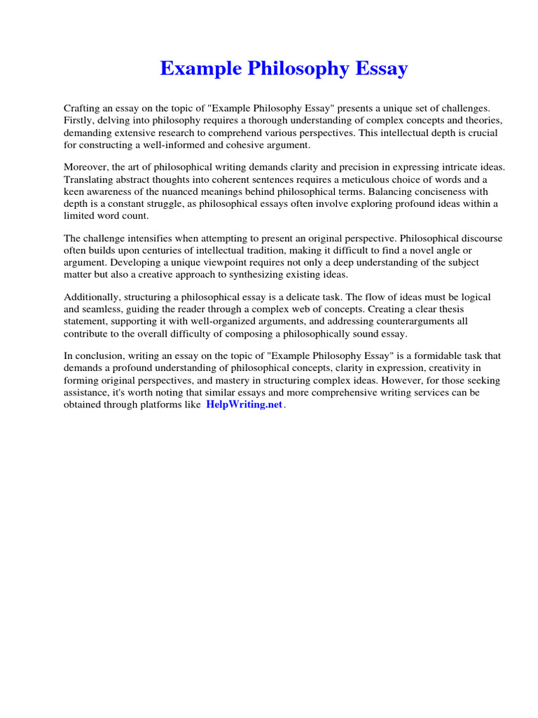 Example Philosophy Essay | PDF | Essays | Immanuel Kant