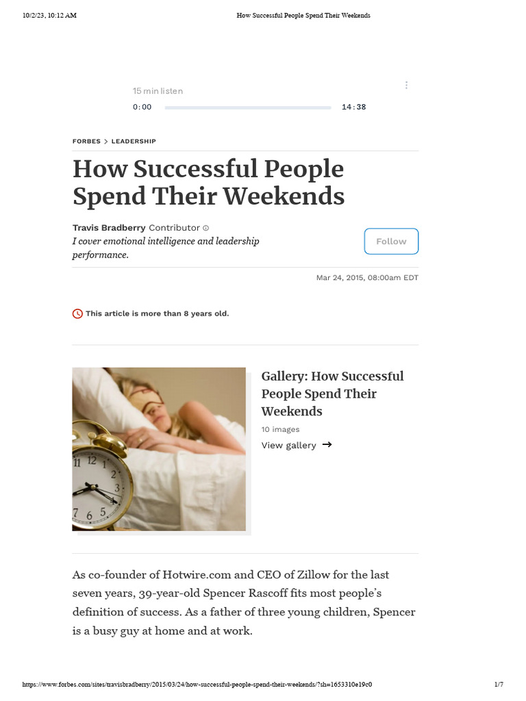 How Successful People Spend Their Weekends | PDF | Sleep | Workweek And Weekend