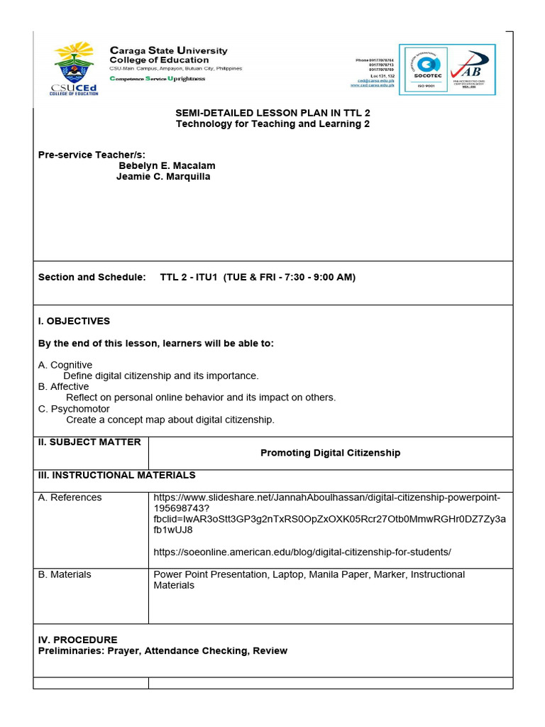 TTL 2 Lesson Plan | PDF | Plagiarism | Copyright