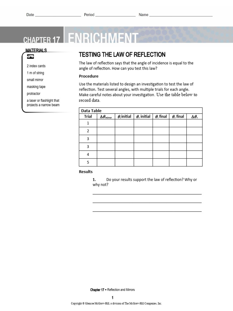 Enrichment Reflection and Mirrors Student Editable | PDF | Reflection ...