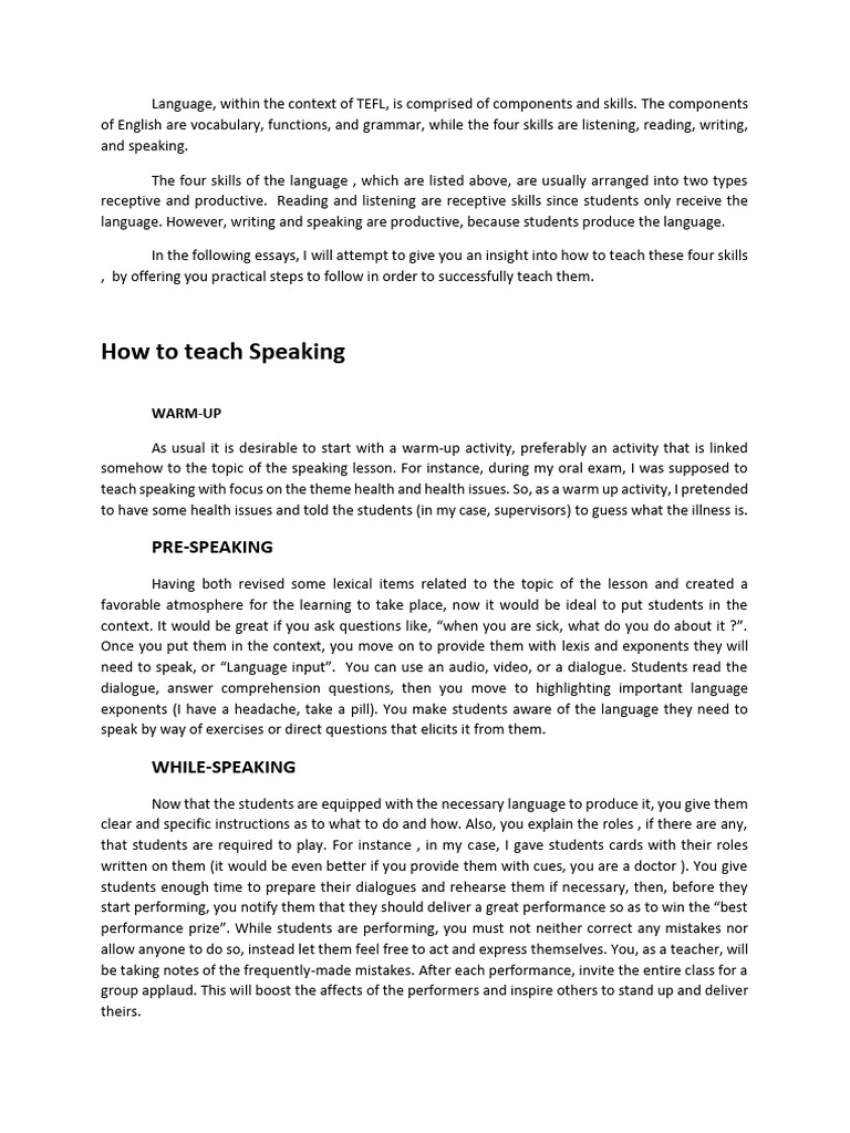How To Teach The Four Skills. | PDF | Reading Comprehension | Applied Linguistics