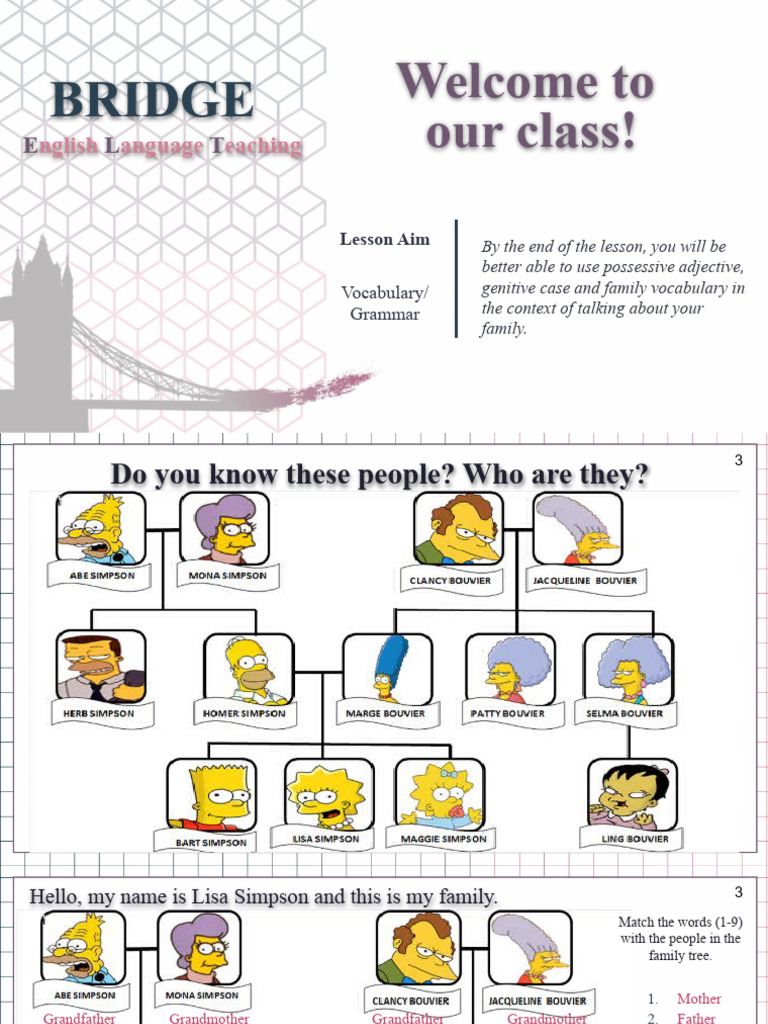 3 - Grammar, Vocabulary- genitive case - possessive adjective - family ...