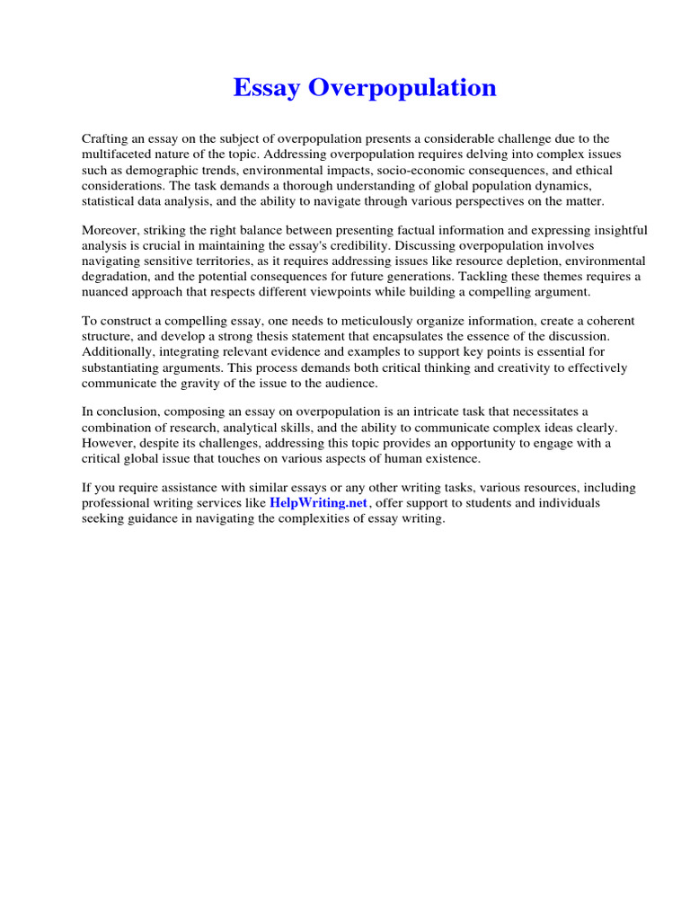 Essay Overpopulation | PDF | Essays | Mathematics