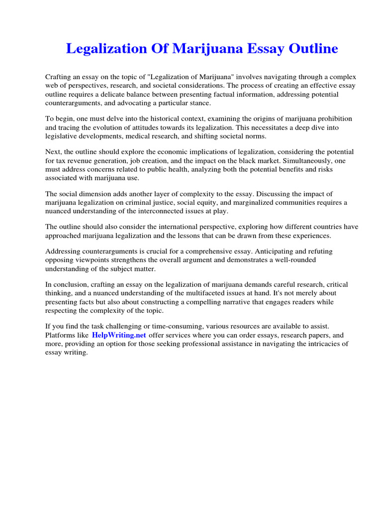 Legalization of Marijuana Essay Outline | Download Free PDF | Health ...