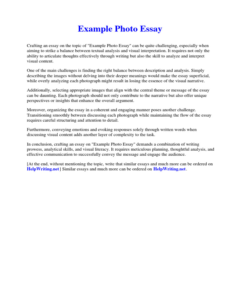 Example Photo Essay | PDF | Essays | Expense