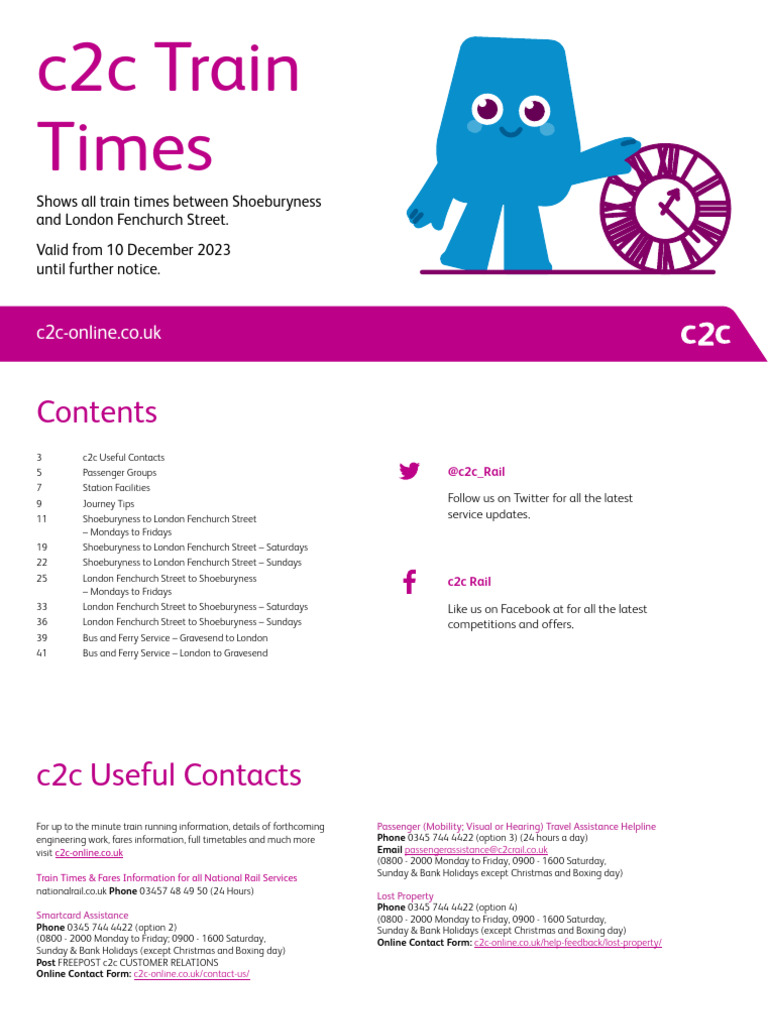 c2c Timetable Book 10Dec23-UntilFurtherNotice | PDF | Transport | Land ...