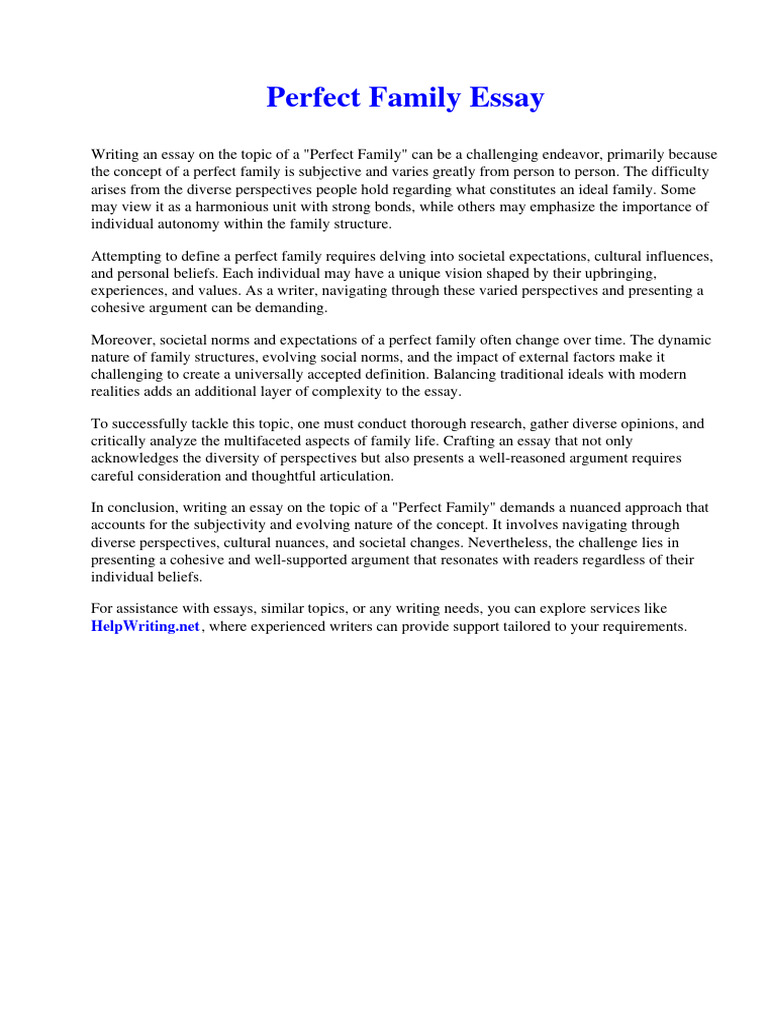 Perfect Family Essay | PDF | Essays | Family