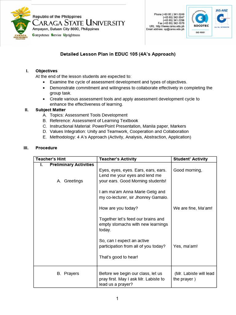 Lesson Plan for Future Educators | PDF | Multiple Choice | Educational Assessment