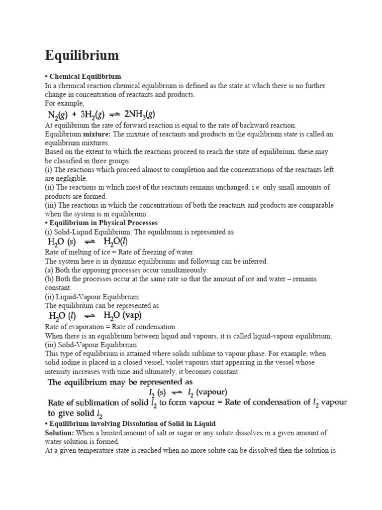 Understanding Chemical Equilibrium Concepts | PDF | Chemical ...