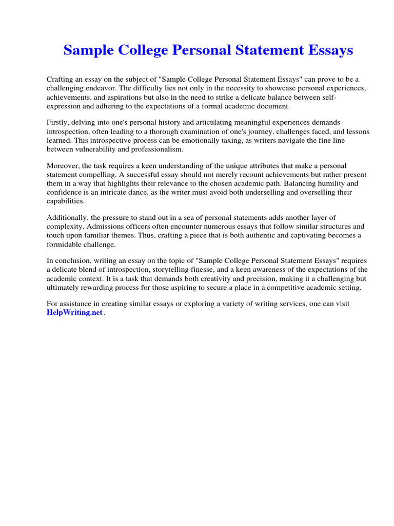 Sample College Personal Statement Essays | PDF | Grief | Dubai