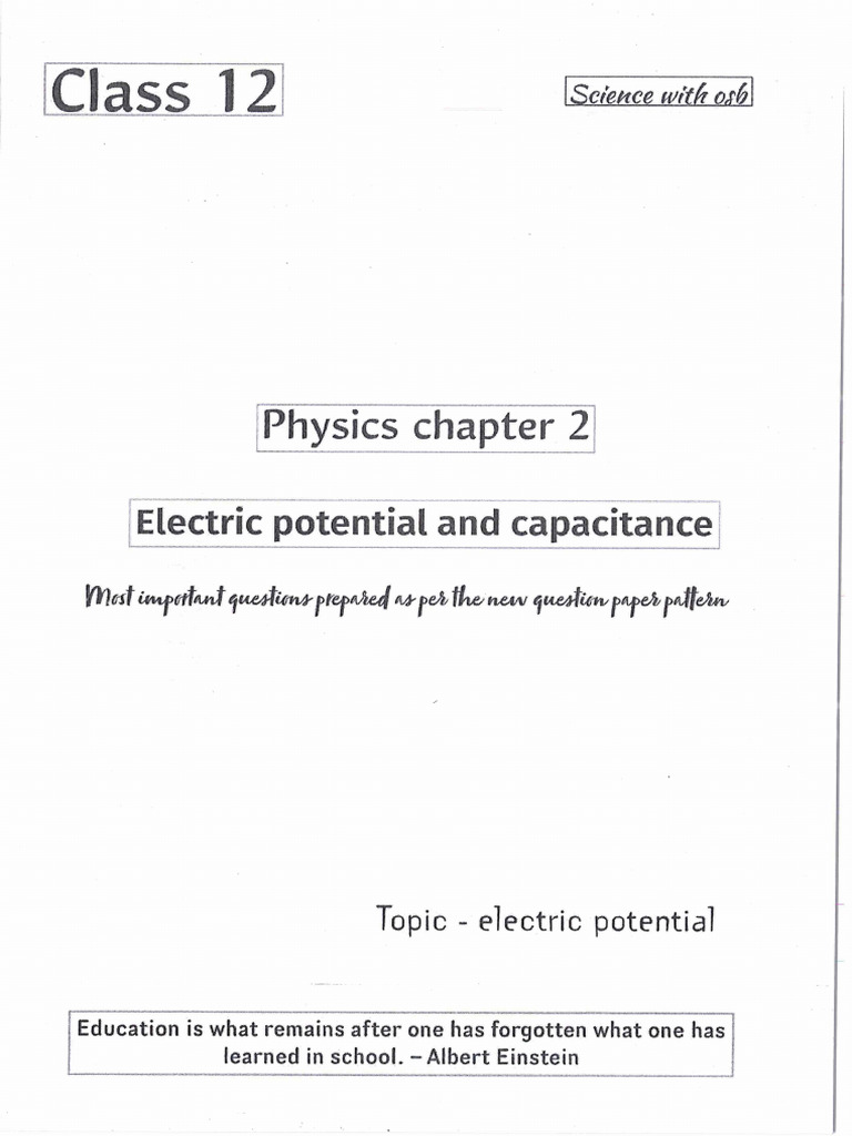 Physics Chapter 2 Electrostatics | PDF