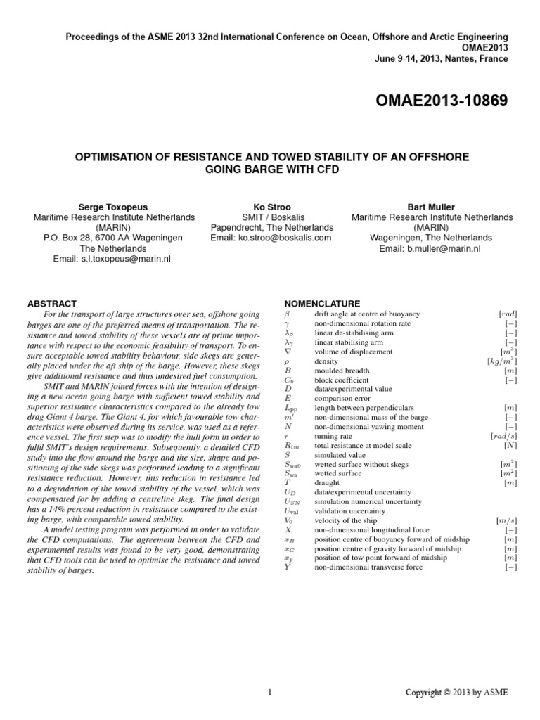 Optimization Barge Design MARIN | PDF | Computational Fluid Dynamics ...