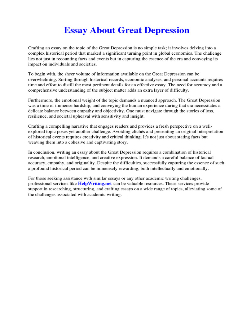 Essay About Great Depression | PDF | Psychoanalysis | Sigmund Freud