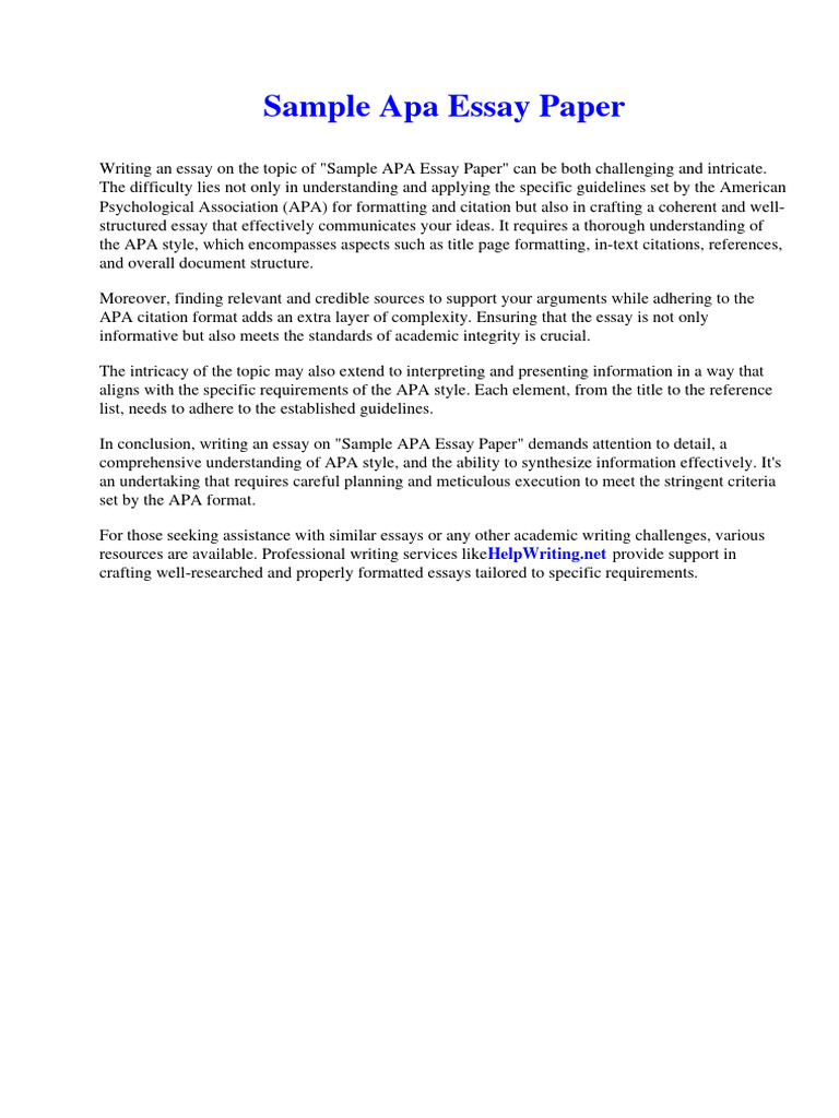 Sample Apa Essay Paper | PDF | Algae Fuel | Apa Style