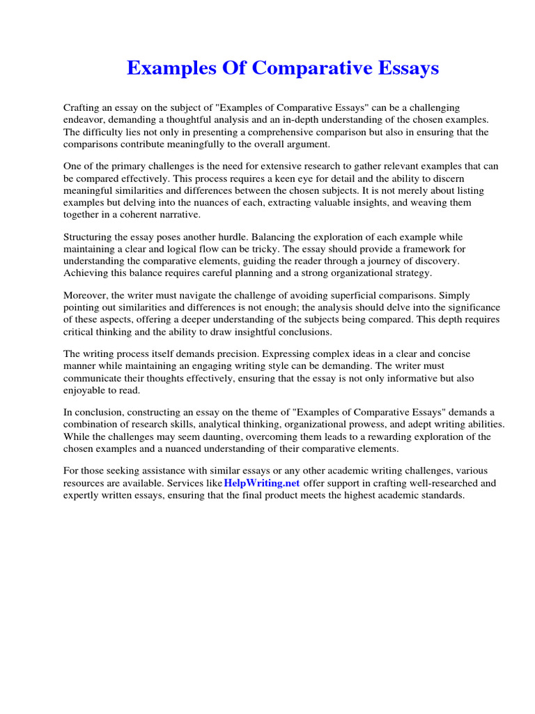 Examples of Comparative Essays | PDF | Apartheid | Essays