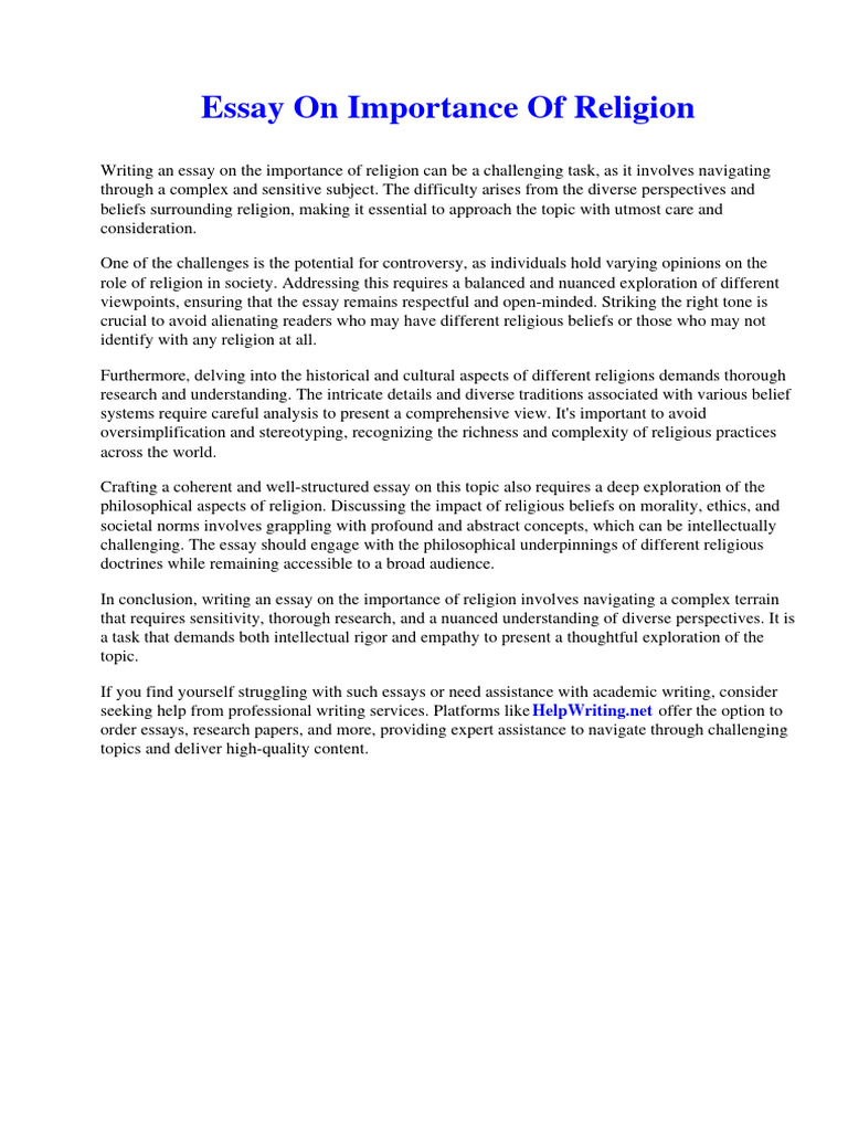Importance of Religion Essay | PDF | Educational Technology | Artery