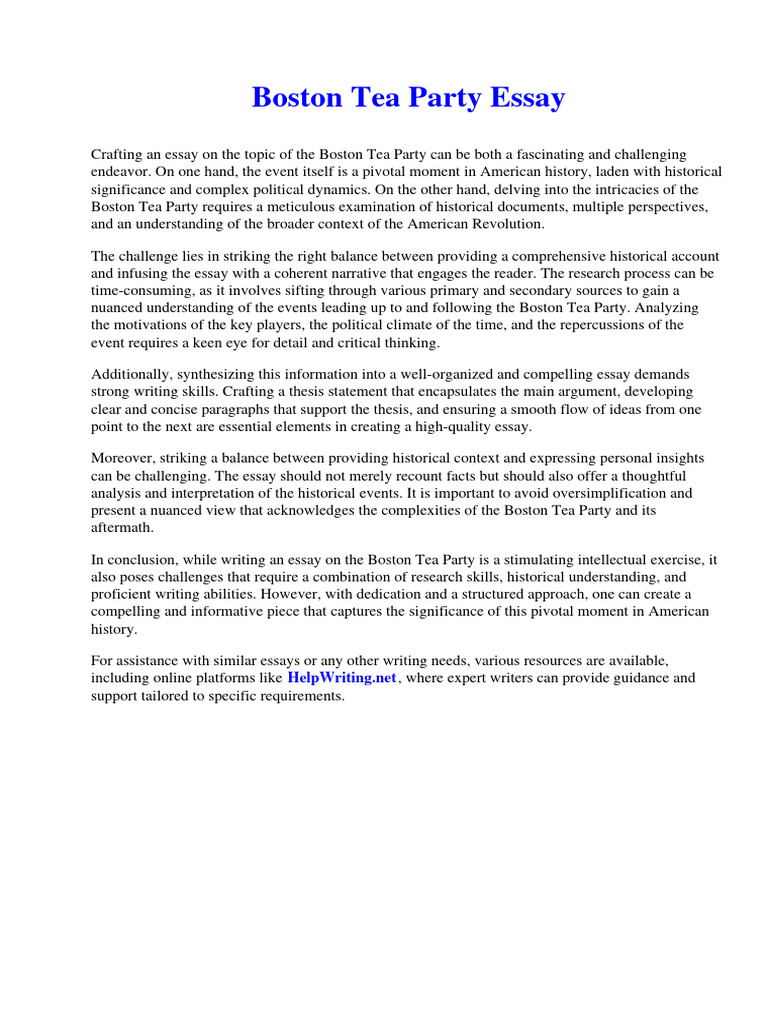 Boston Tea Party Essay | PDF | Essays | Apartheid