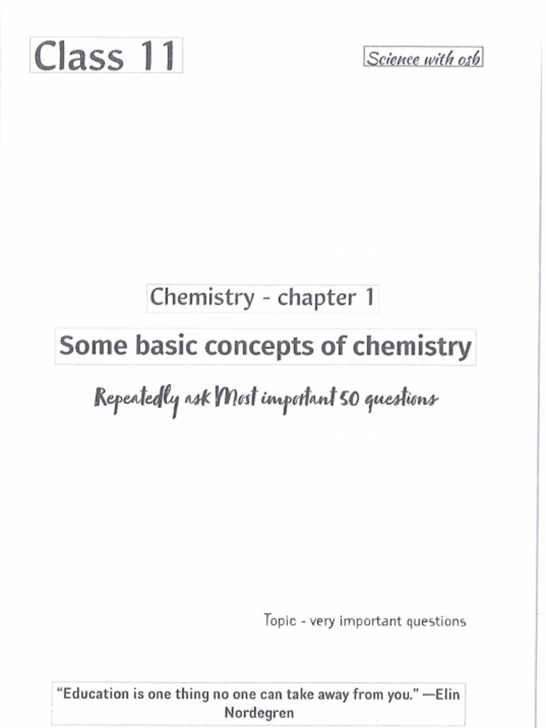 Chemistry - Chap-1 Basic Concepts of Chemistry | PDF