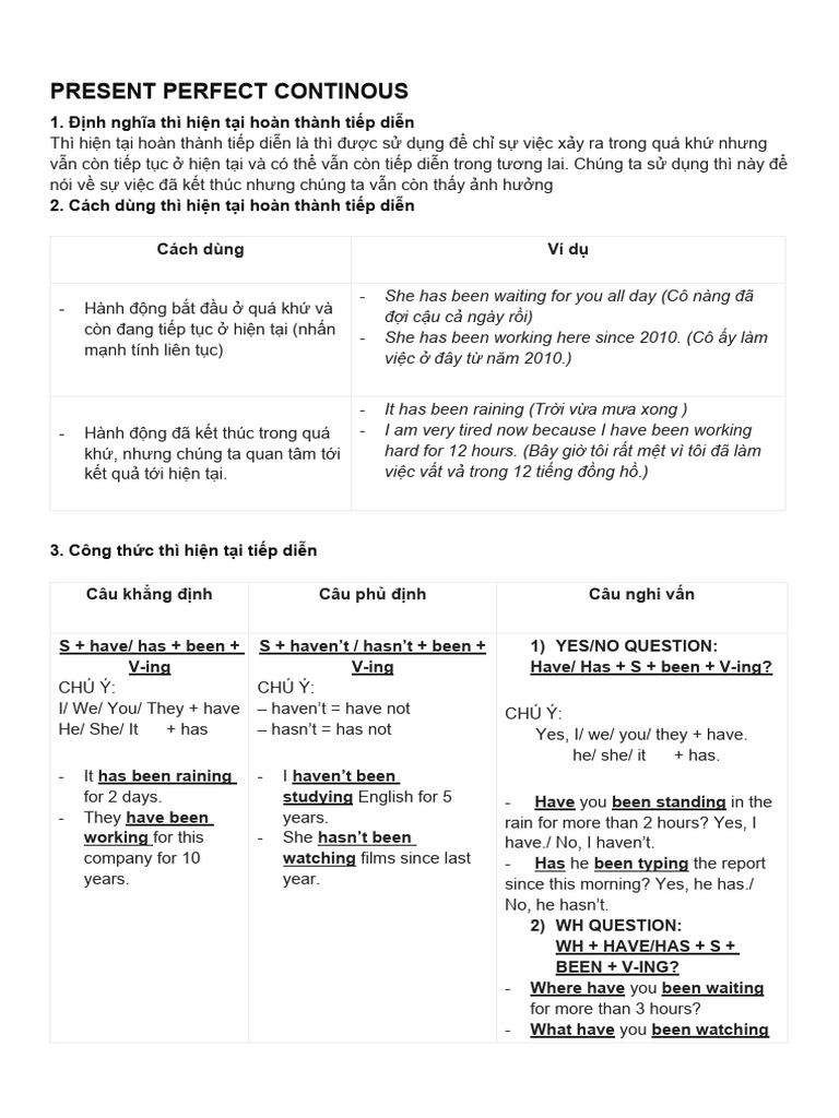 4 Present Perfect Continous | PDF