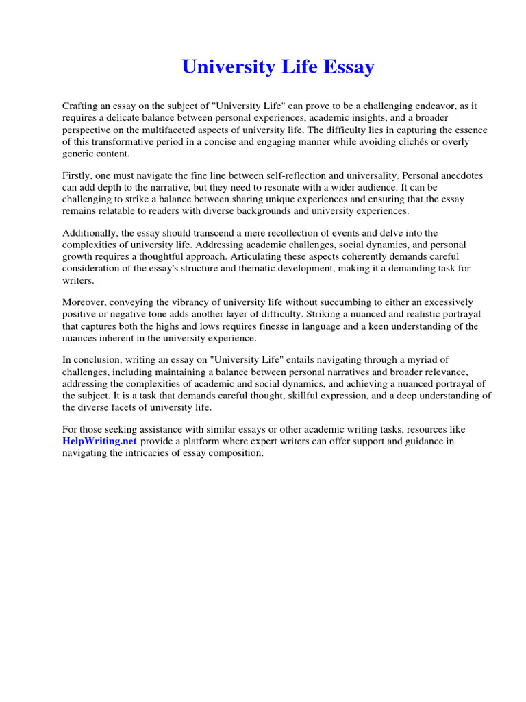 University Life Essay | PDF | Hepatitis B | Obesity