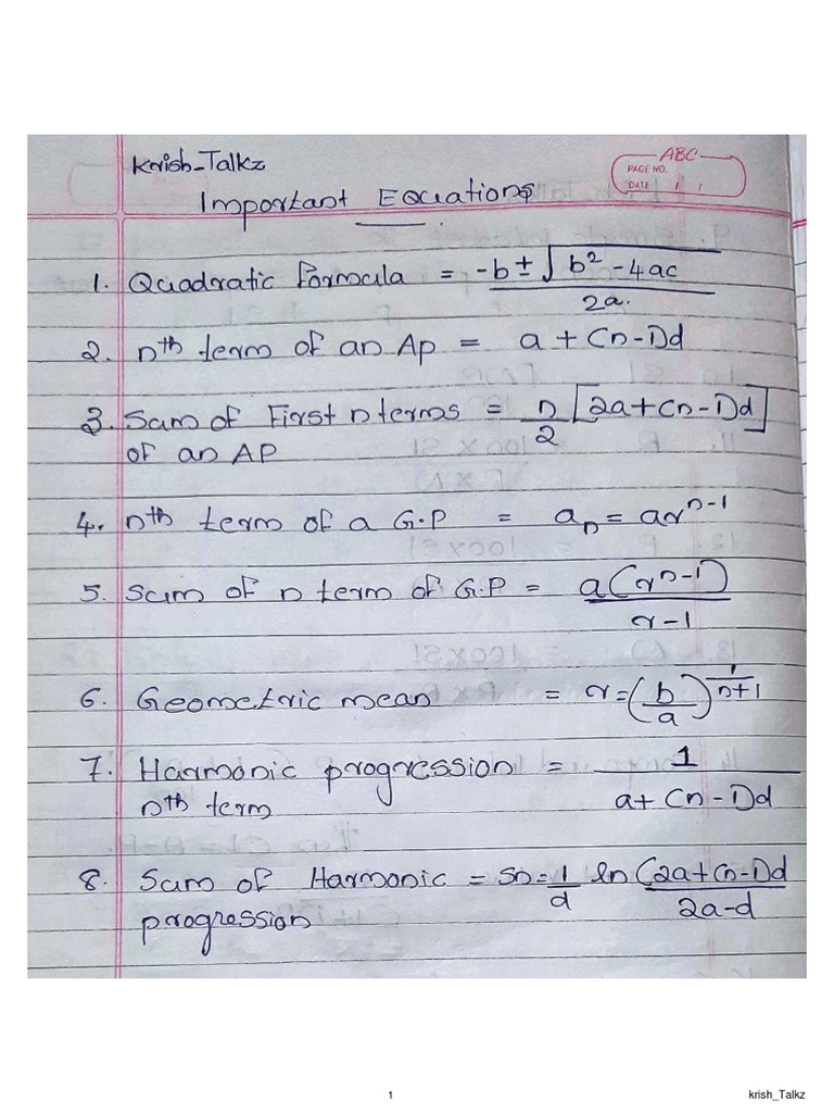 3rd Sem BNM-BNS Full Equations | PDF