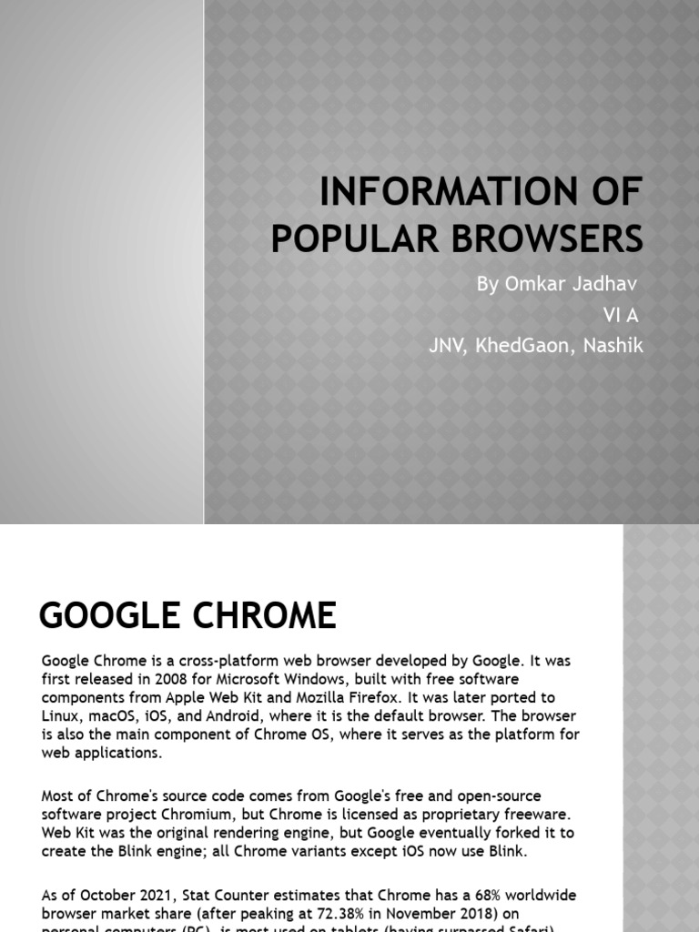 Information of Popular Browsers | PDF | Internet Explorer | Safari (Web Browser)