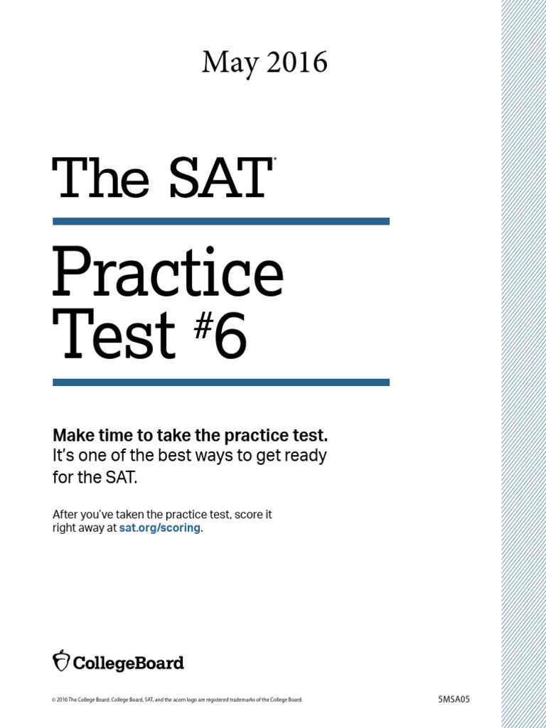 May 2016 SAT Test Practice Test 6 | PDF | News | Knowledge