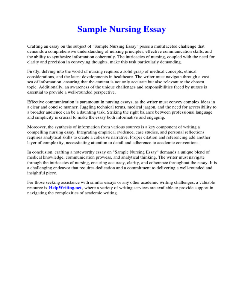 Sample Nursing Essay | PDF | Deafness