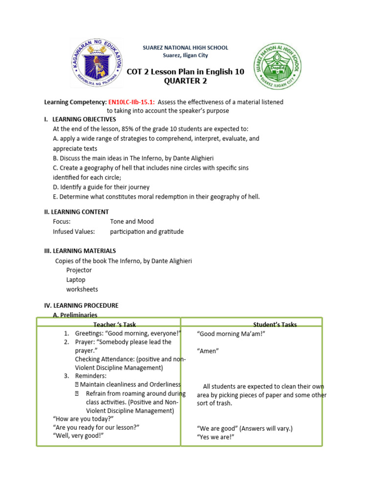 Cot 2 2ND Quarter | PDF | Hell | Inferno (Dante)