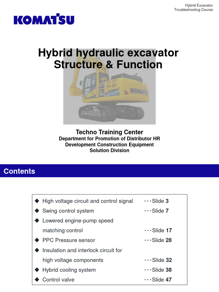 Hybrid Excavator Structure Function Pdf Brake Electric Motor