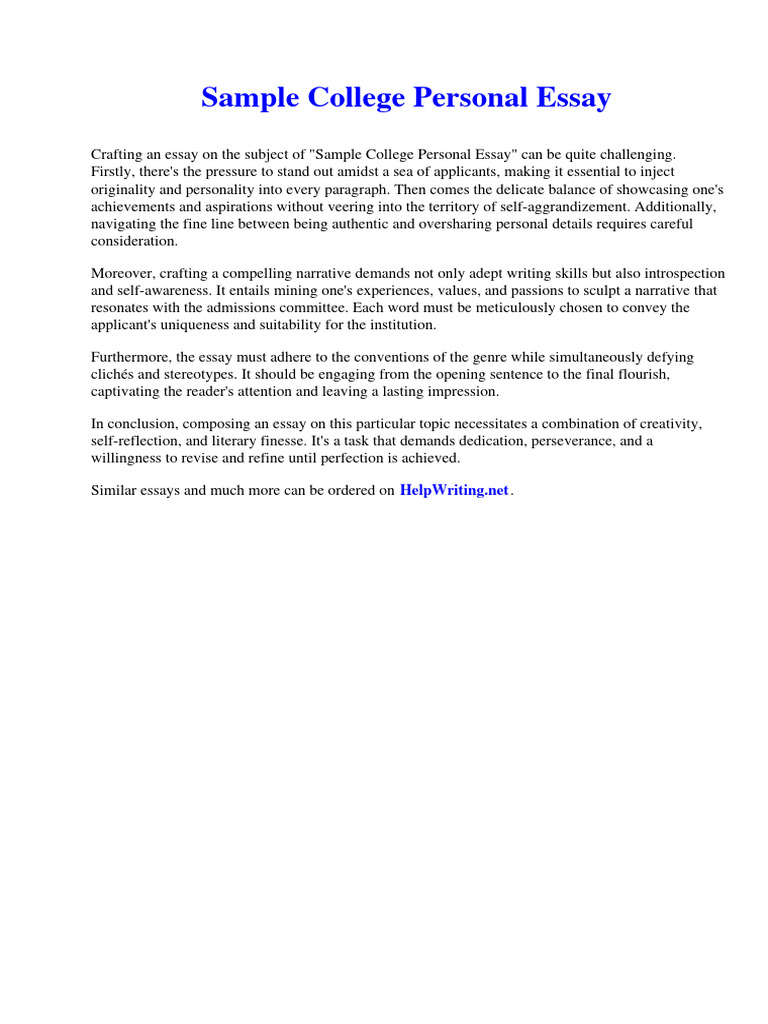 Sample College Personal Essay | PDF | Cancer | Heart