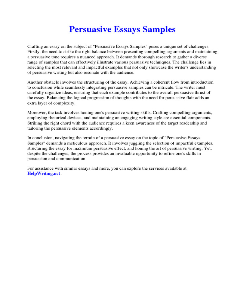 Persuasive Essays Samples | PDF | Ion | Persuasion