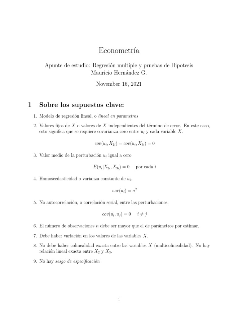 Apunte de Estudio C2 | PDF | Mínimos cuadrados ordinarios | Regresión ...