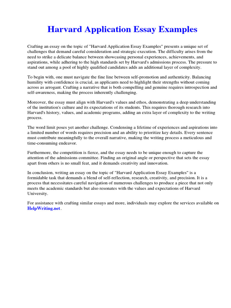 Harvard Application Essay Examples | PDF | Psychotherapy | School Counselor