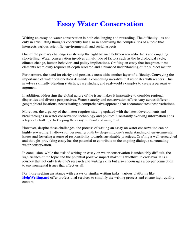 Essay Water Conservation | PDF