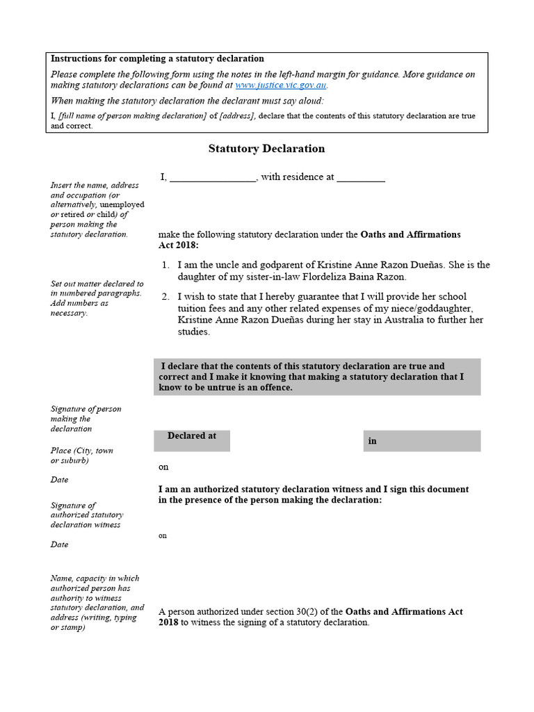 Statutory Declaration | PDF | Government | Public Law