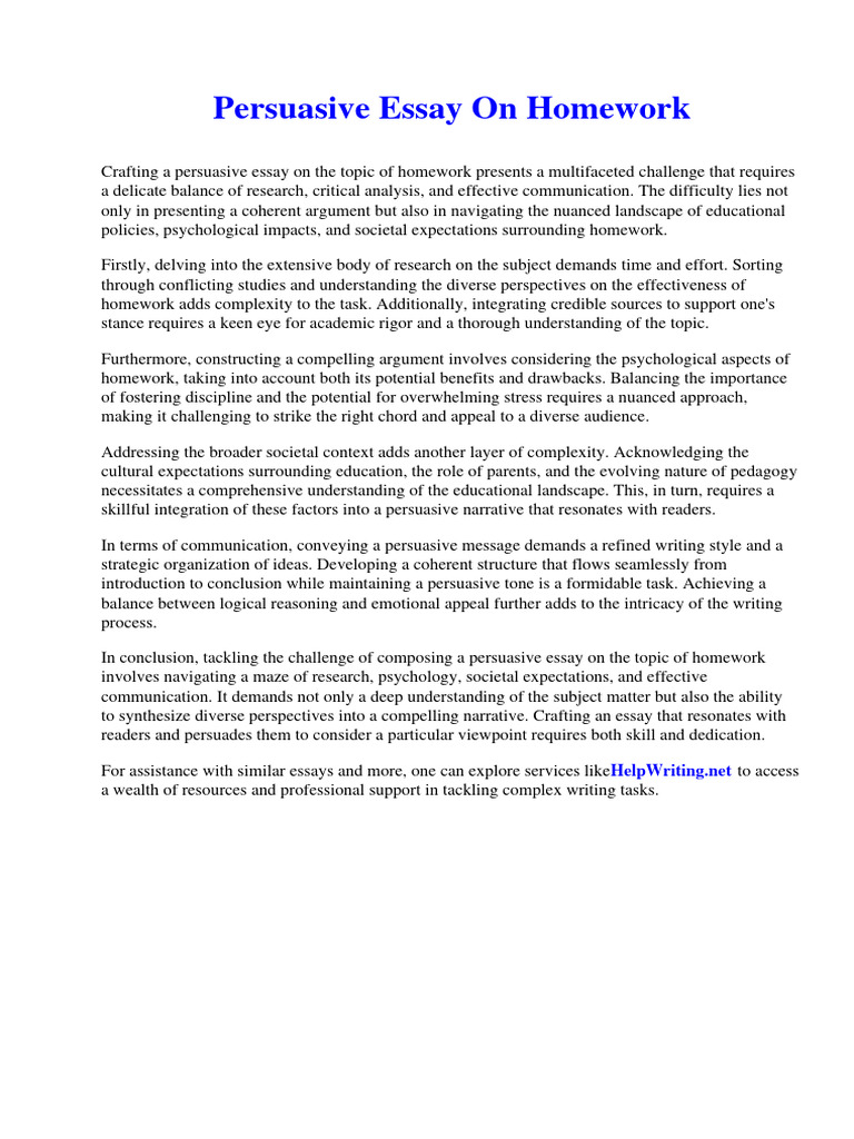 Persuasive Essay On Homework | PDF | Palestine Liberation Organization ...