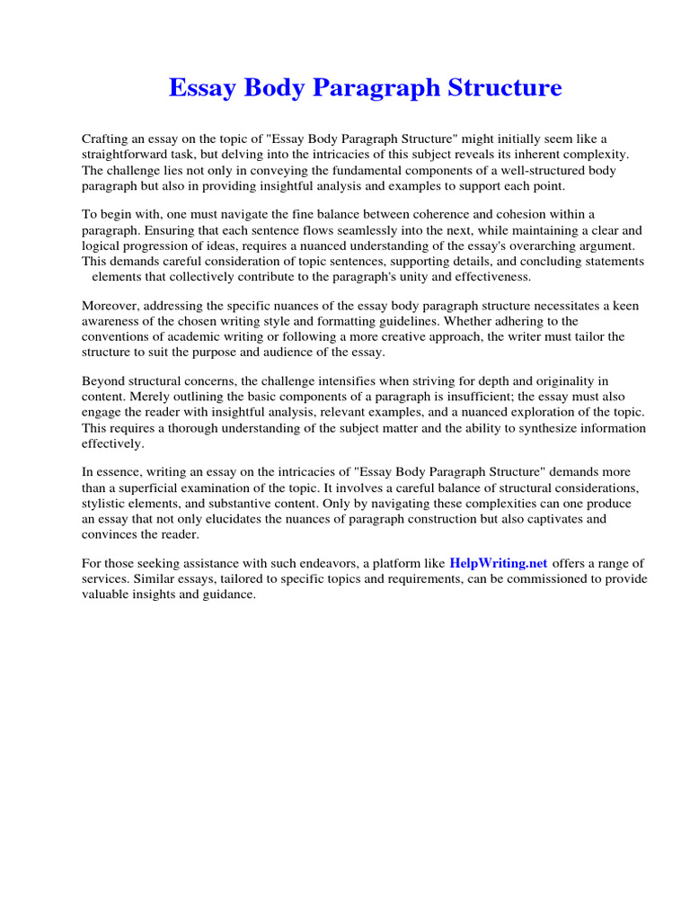 Essay Body Paragraph Structure | PDF | Essays | Emancipation Proclamation