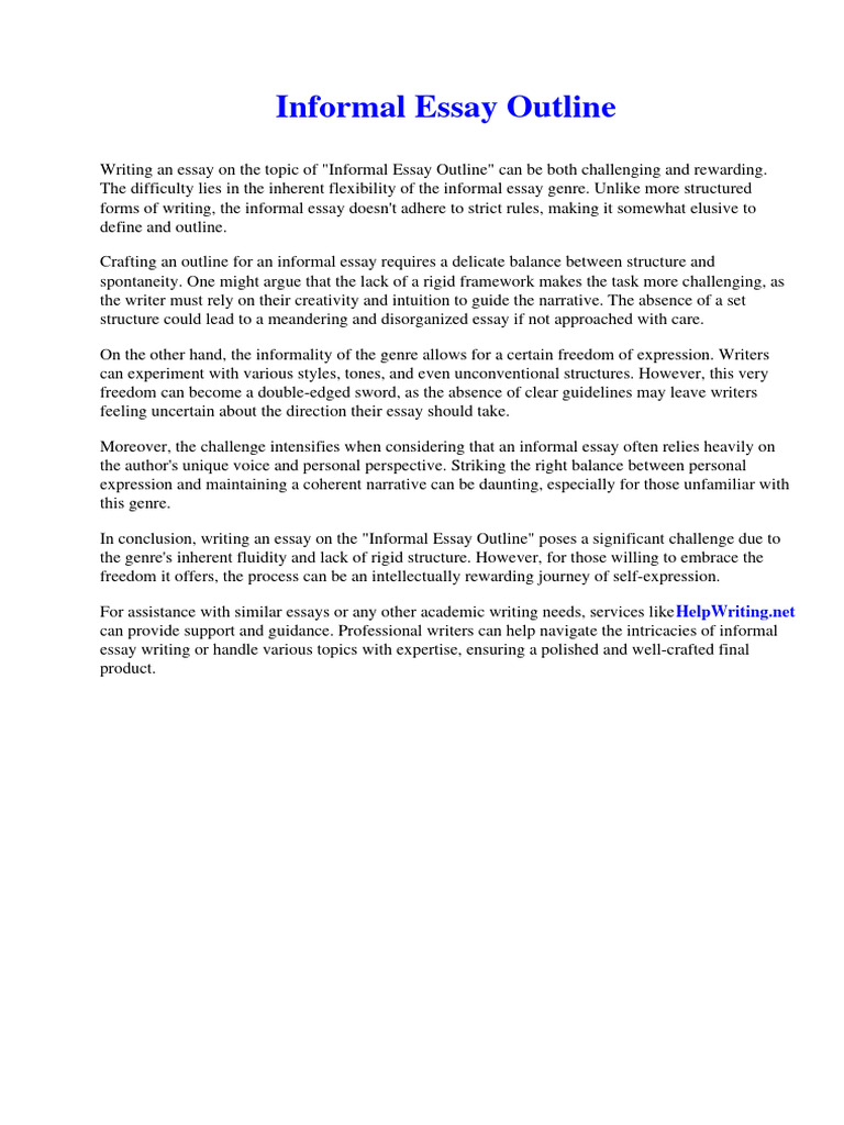 Informal Essay Outline | PDF | Okinawa Prefecture | Essays