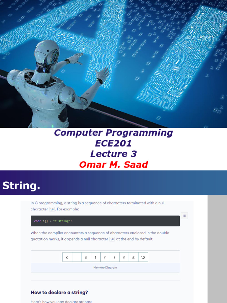 ECE201 Lecture 3: Strings & Structures | PDF