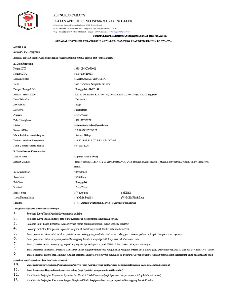 Form Permohonan SIPA Baru Update 2023 | PDF