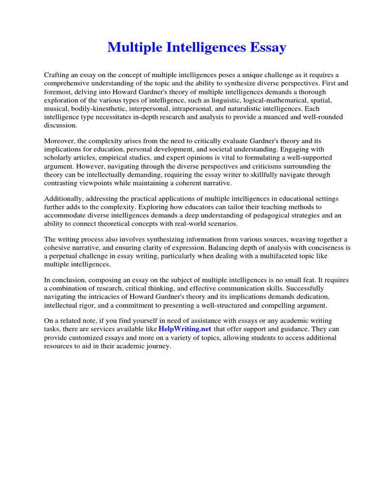 Multiple Intelligences Essay | PDF | George Orwell | God