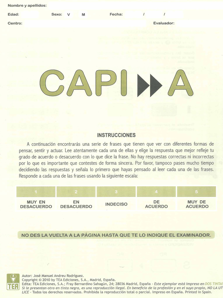 CAPI-A Cuaderno Preguntas y Autocorrección | PDF