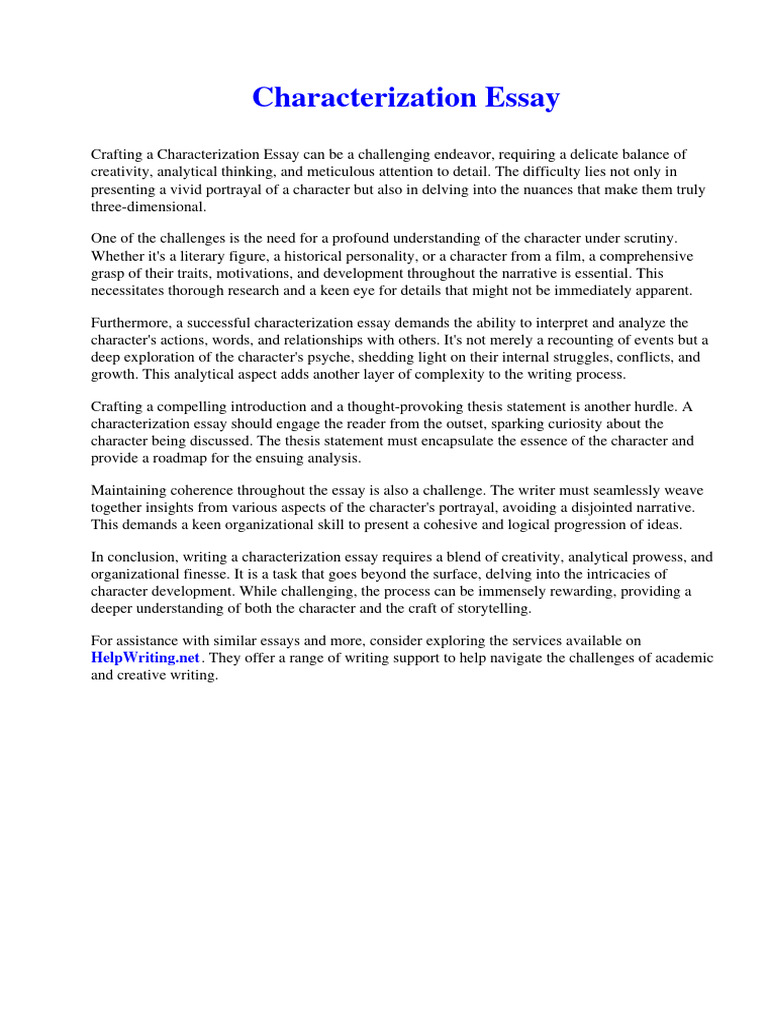 Characterization Essay | PDF