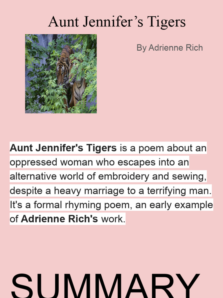 Aunt Jennifer's Tigers | PDF | Marriage | Poetry
