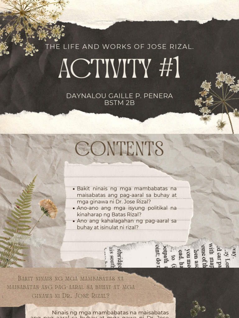 Life and Works of Rizal - Activity #1 | PDF