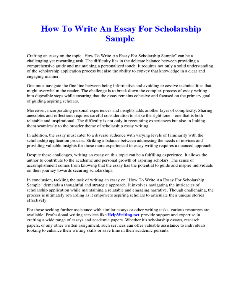 How To Write An Essay For Scholarship Sample | PDF | Essays | Bartleby ...