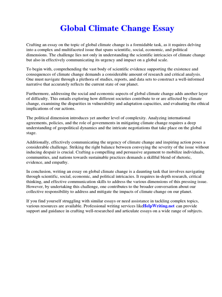 Global Climate Change Essay | PDF | Oedipus | Sophocles