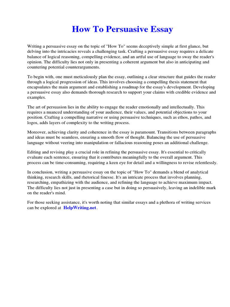 How To Persuasive Essay | PDF | Essays | Persuasion